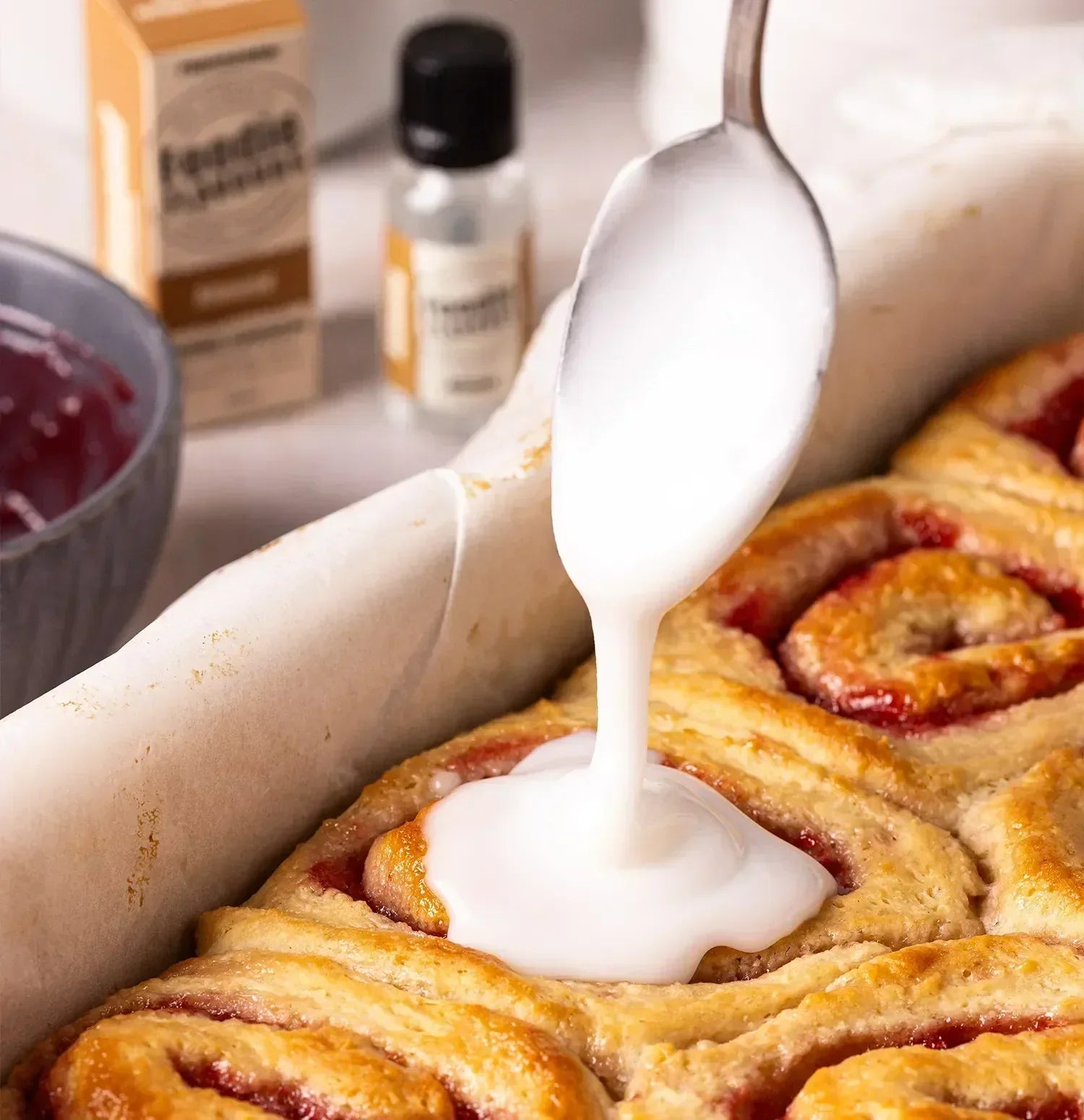 Almond Bakewell Rolls Recipe | Foodie Flavours