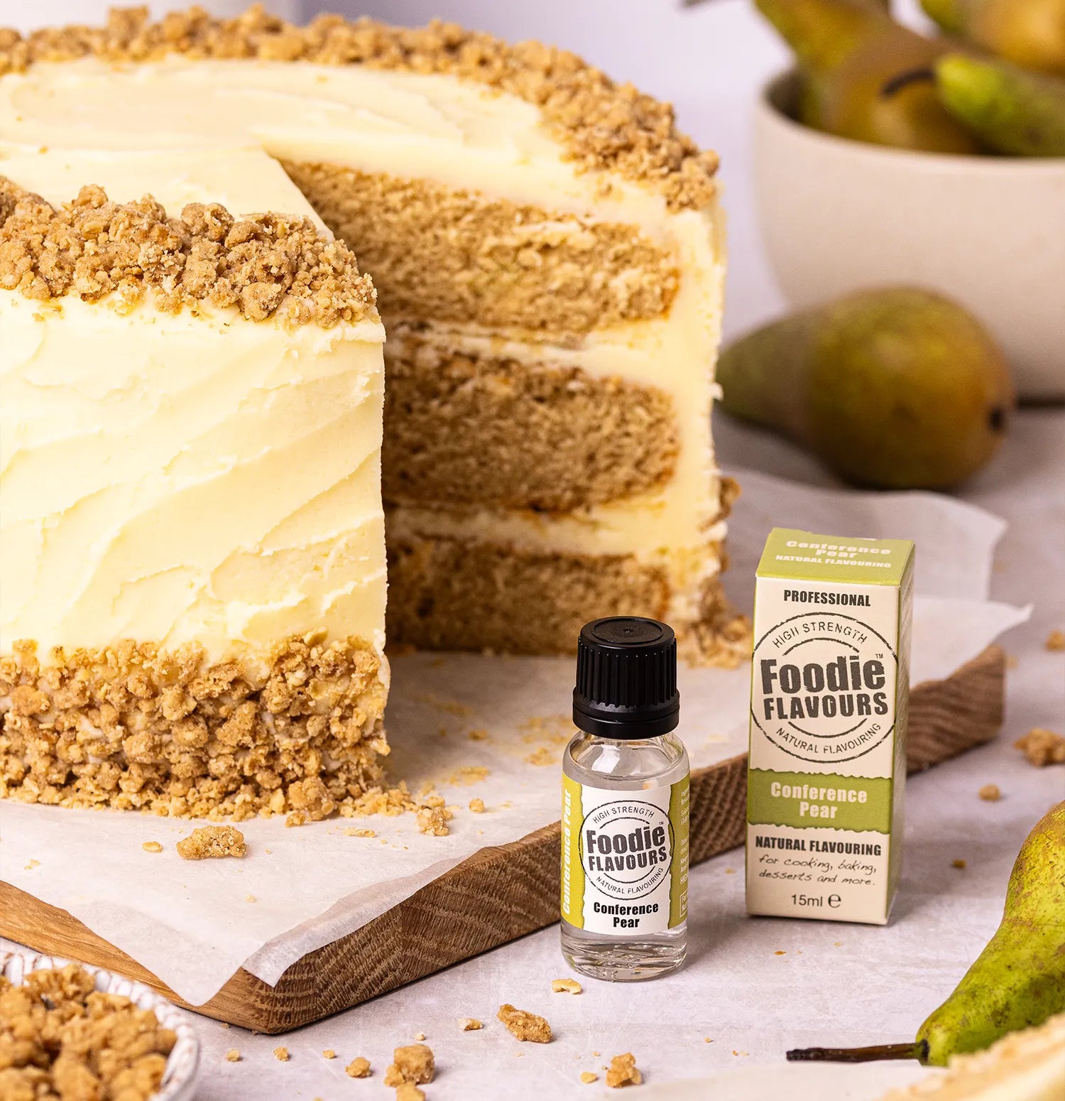 Conference Pear Crumble Cake Recipe | Foodie Flavours