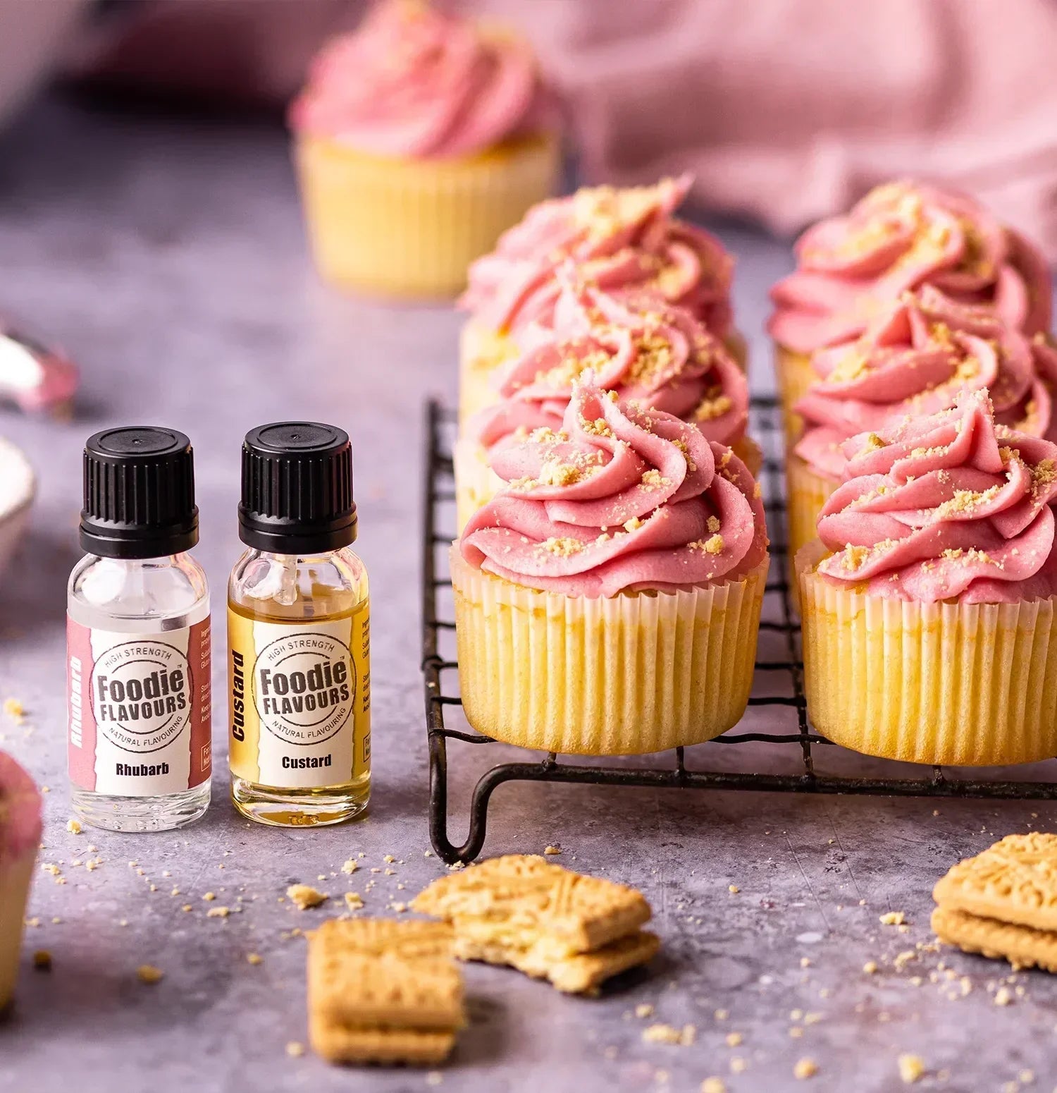 Rhubarb & Custard Cupcake Recipe | Foodie Flavours